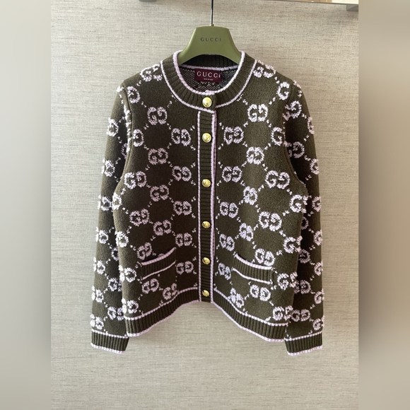 Gucci | Sweaters | Gucci Green Womens Gg Wool Cardigan | Poshmark